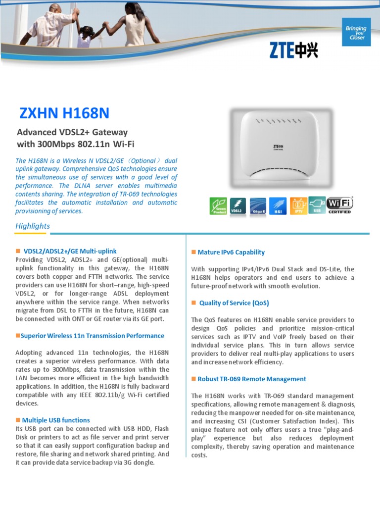 ZXHN H168N Datasheet | PDF | I Pv6 | Quality Of Service