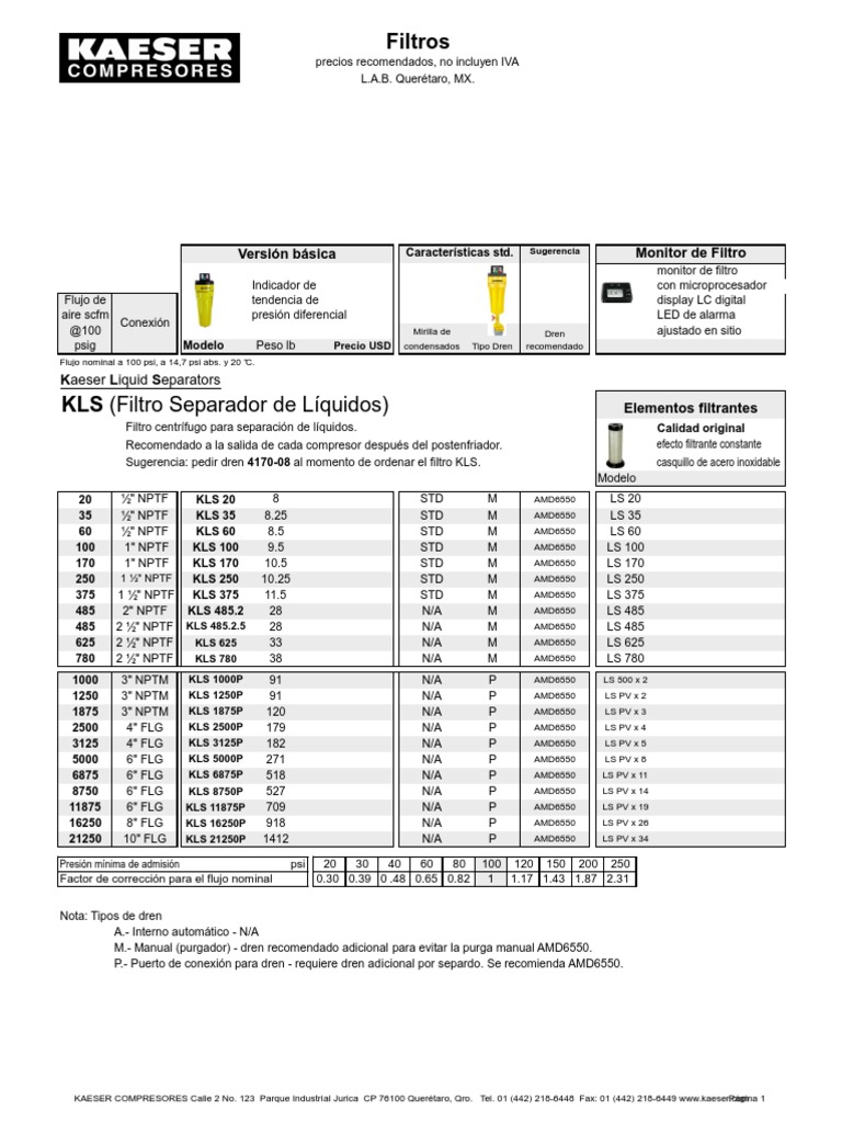 Filtres Kaeser : Séparateurs et Modèles | PDF | Maison et jardin ...
