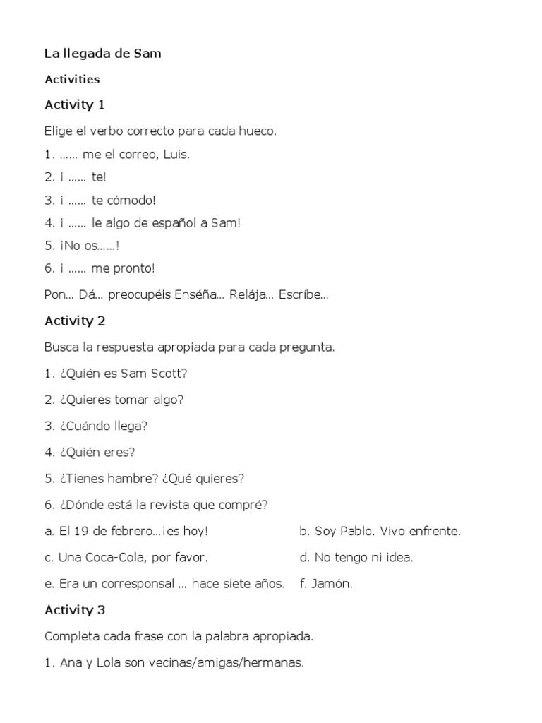 Extra 1. La Llegada de Sam | PDF