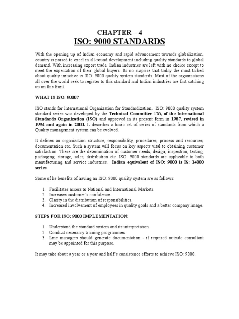 Chapter 4 - Iso 9000 | PDF | Iso 9000 | Quality Management System