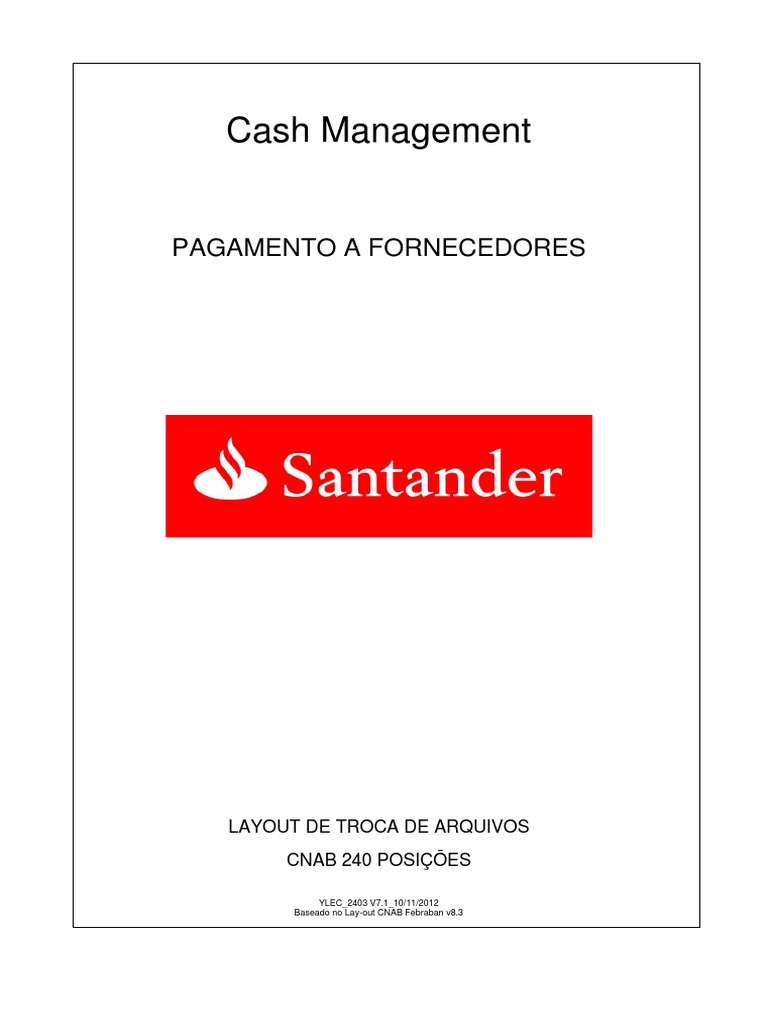 Layout CNAB 240 - PgFor v7.1 | Download grátis PDF | Conta de transação ...