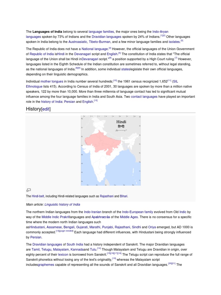 History: Linguistic History of India | PDF | Languages Of India ...