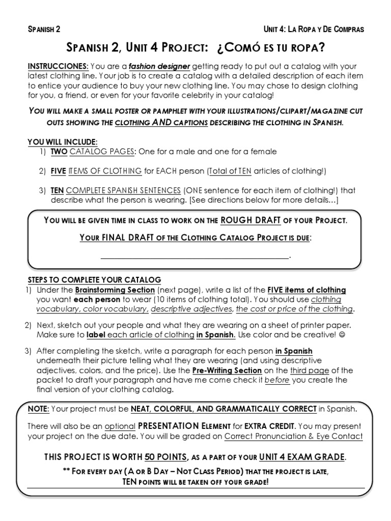 Clothing Catalog Project Guidelines | PDF | Linguistics