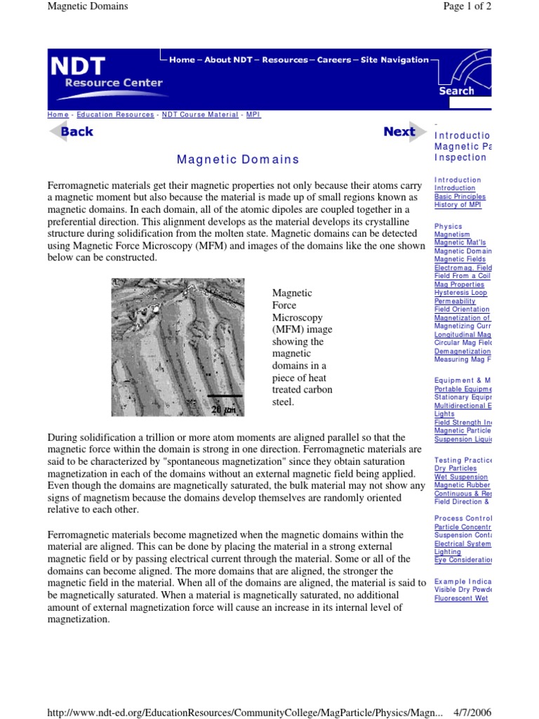 Magnetic Domains: Home - Education Resources - NDT Course Material ...