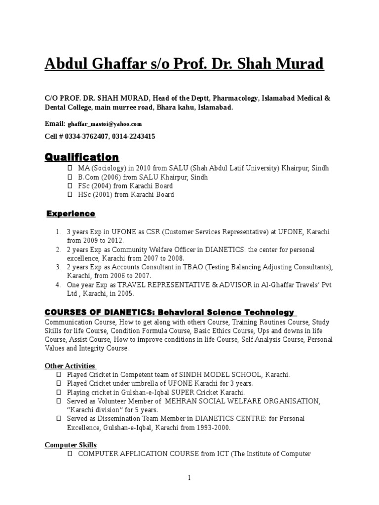 CV of A. Ghaffar | PDF