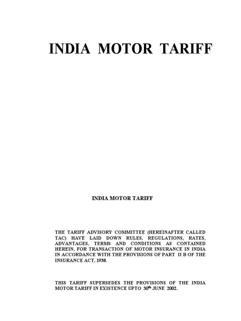 Motor Tariff | PDF | Insurance | Pro Rata