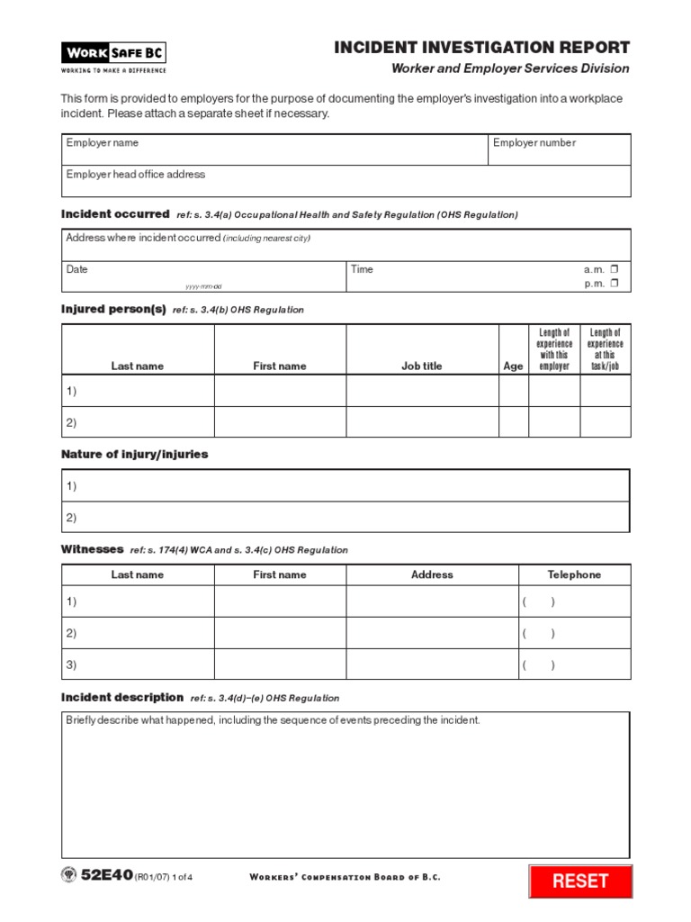 WorkSafeBC Incident Investigation Guide | PDF | Occupational Safety And ...