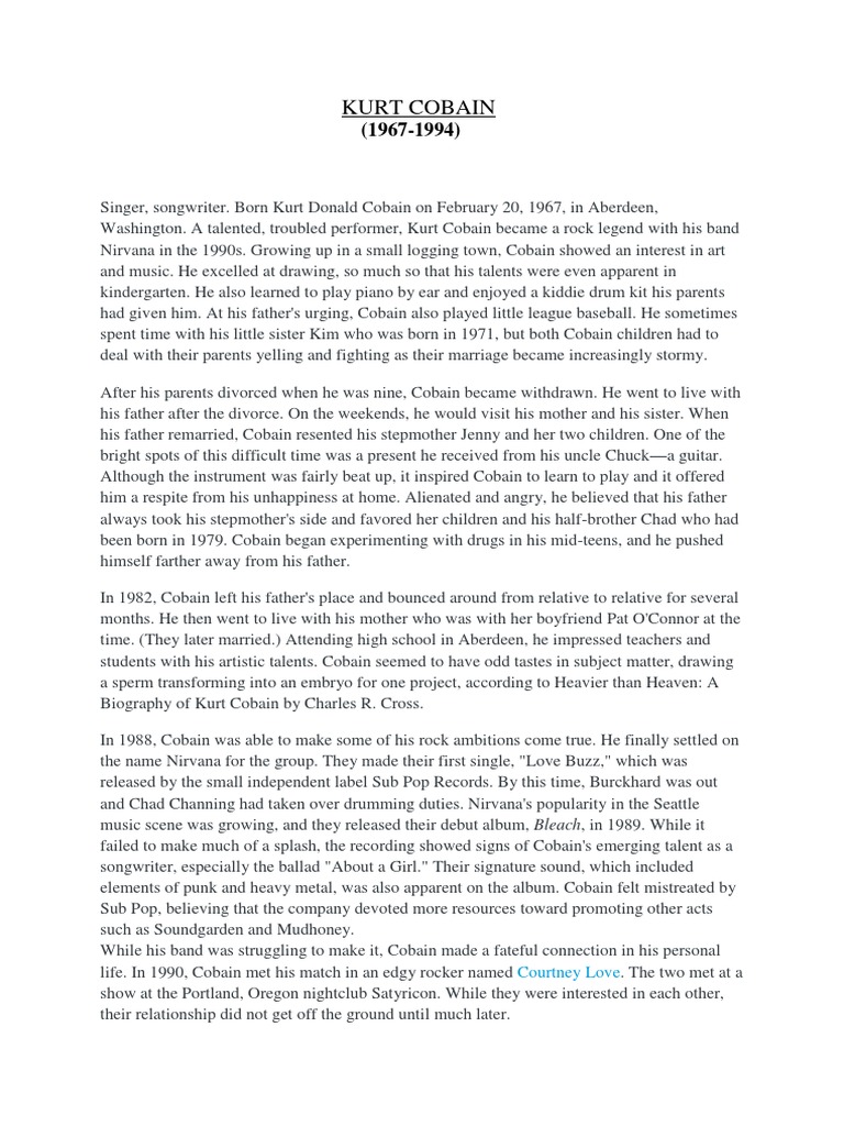 Kurt Cobain | PDF | Nirvana (Band) | Kurt Cobain