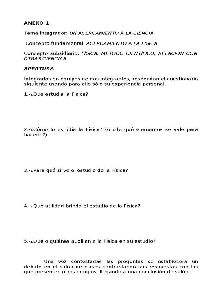Secuencia Didactica Fisica I Introduccion A La Fisica | PDF | Importar ...