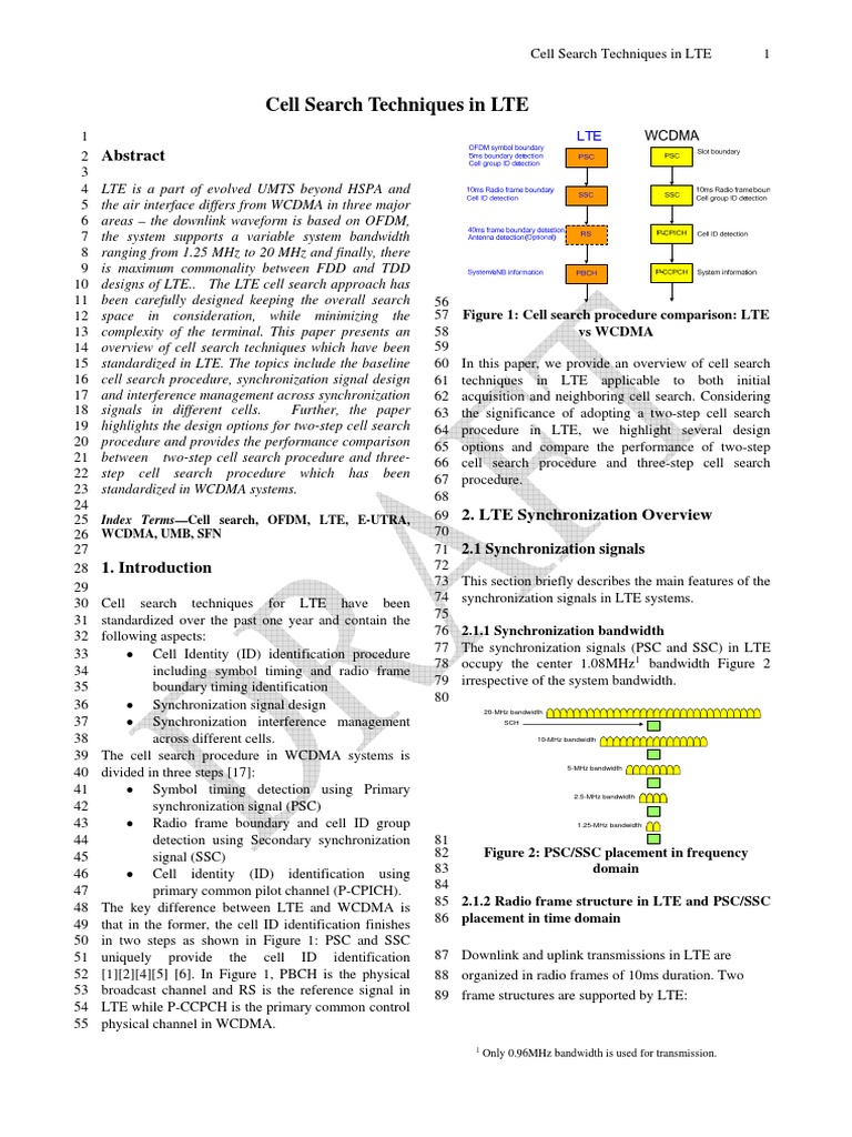 Cell Search Techniques in LTE Paper | Download Free PDF | Electronic ...