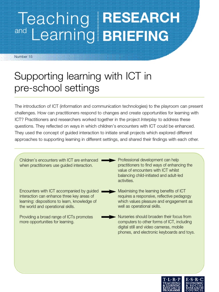 Enhancing Preschool Learning with ICT | PDF | Educational Technology ...
