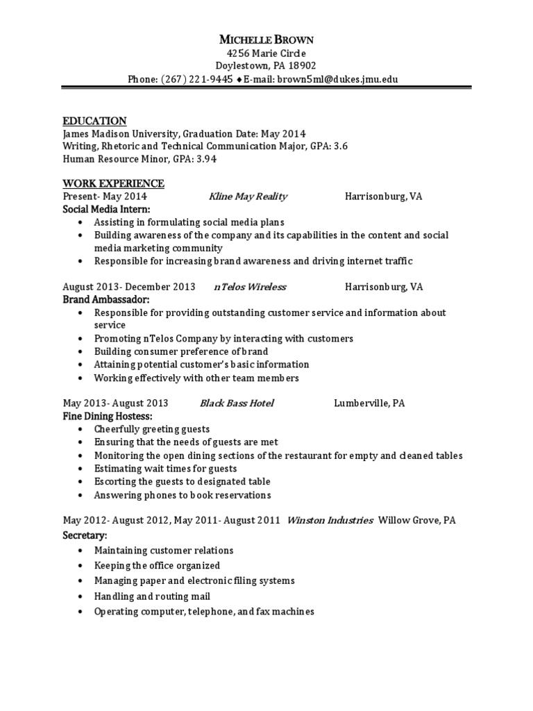 Michelle Brown Resume | PDF