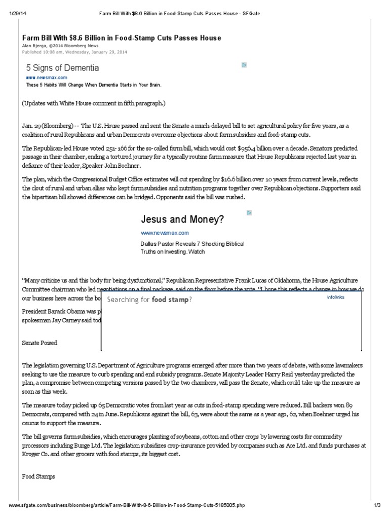 Farm Bill With $8 | PDF | United States Farm Bill | United States House ...