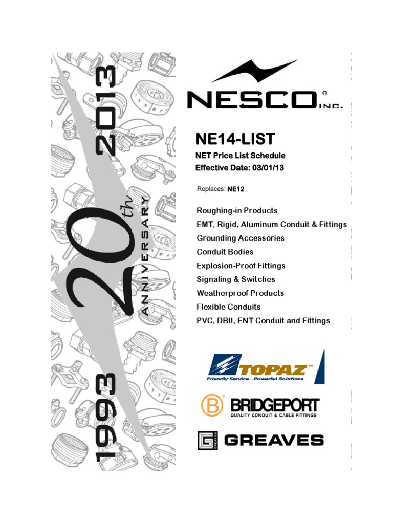 NE14 (2013) .List | PDF | Galvanization | Electrical Connector