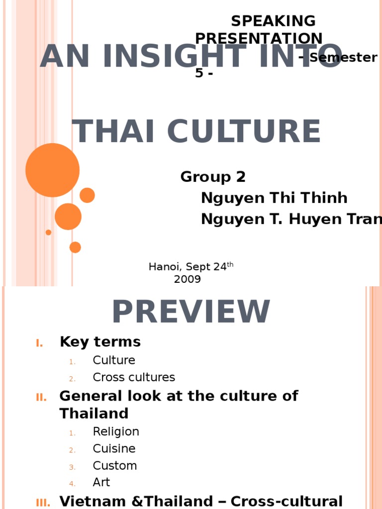 An Insight Into Thai Culture: Speaking Presentation | PDF | Thai ...