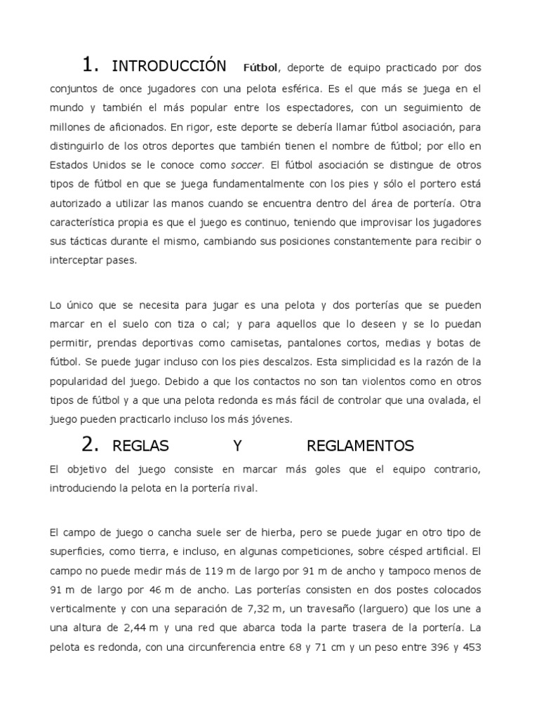 FUTBOL (Historia, Reglas) | PDF | Asociación de Futbol | Liga de ...