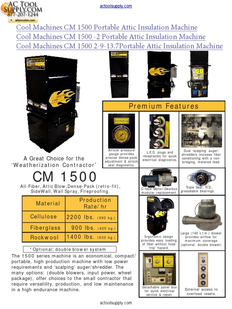 Cool Machines CM 1500 Insulation Blowing Machine Datasheet | PDF ...