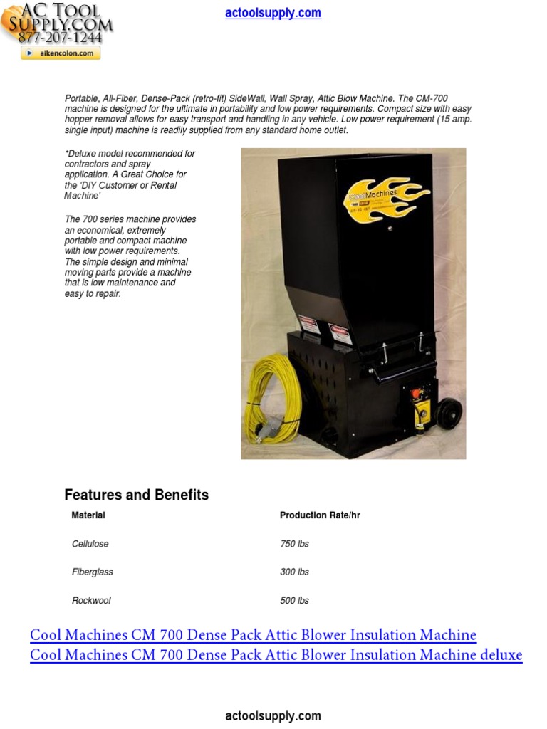 Cool Machines CM 700 Insulation Blowing Machine Datasheet | PDF ...
