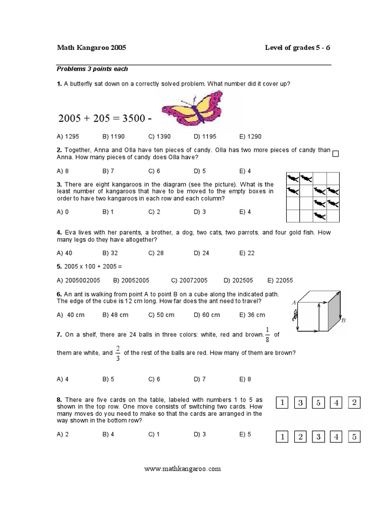 Kangaroo - 2005 - Level 5 6 | PDF | Area | Triangle