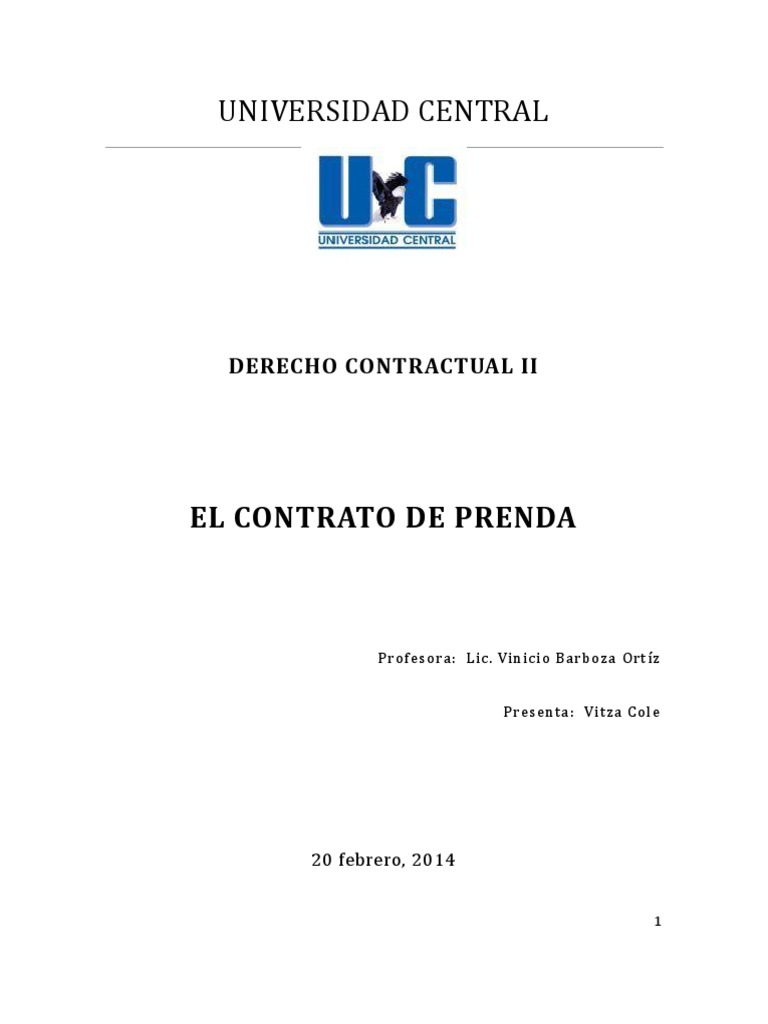 El Contrato de Prenda: Definición y Características | PDF | Propiedad ...
