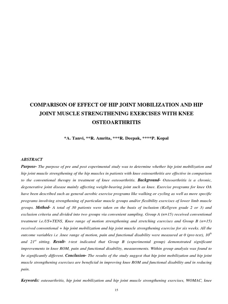 Hip Mobilization in Knee Osteoarthritis | PDF | Osteoarthritis | Knee