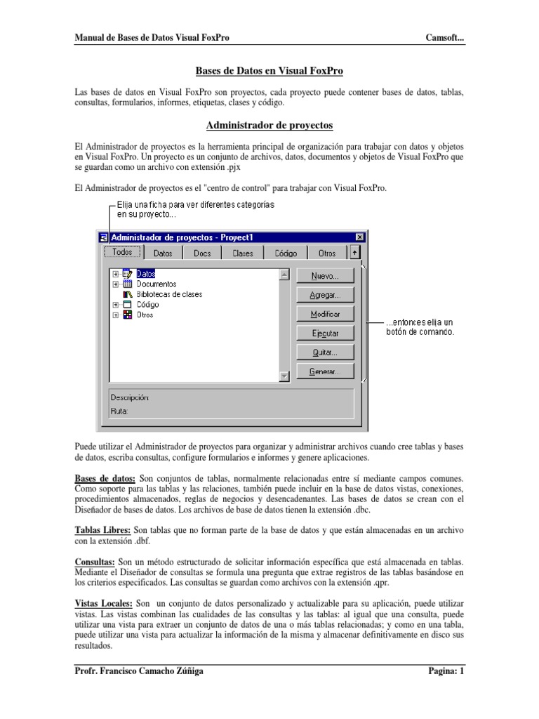 Bases de Datos en Visual FoxPro plus.pdf | Tabla (base de datos) | Bases de datos