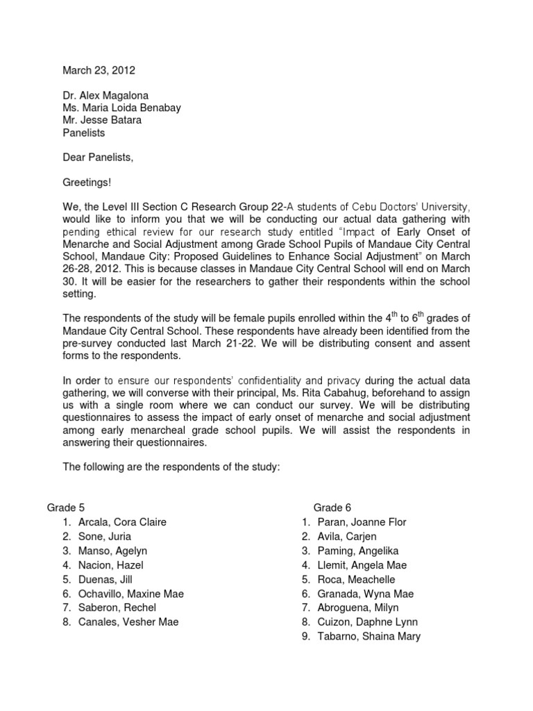 Letter For Actual Data Gathering | PDF | Public Opinion | Quantitative ...