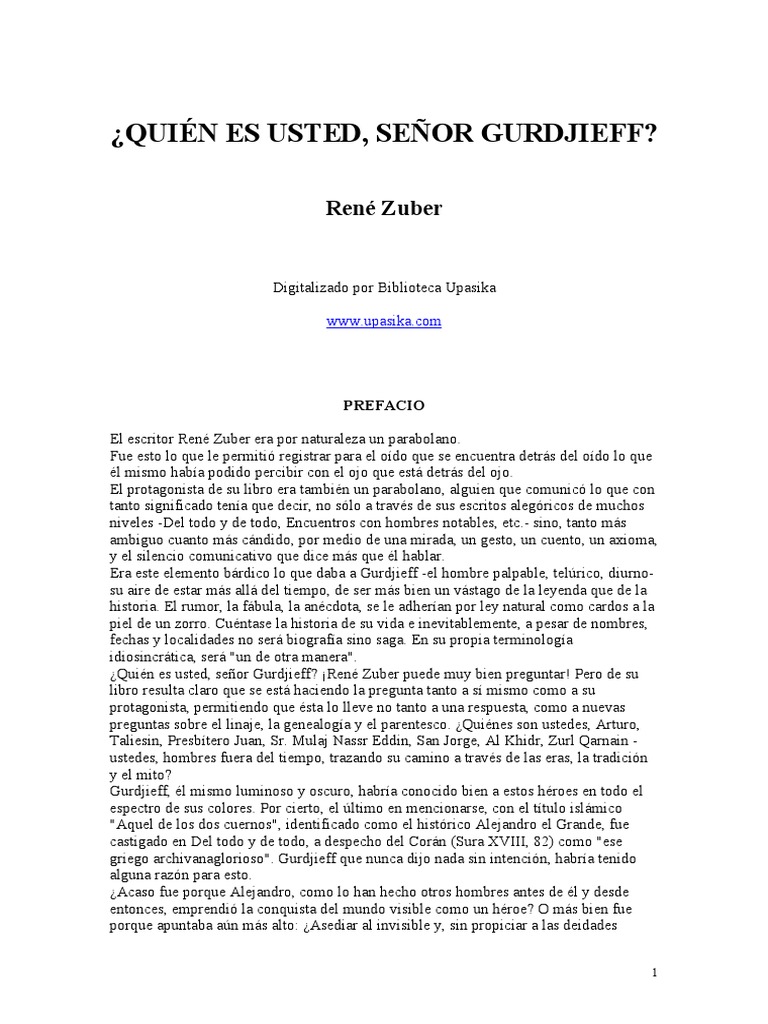 René Zuber - Quién Es Usted, Señor Gurdjieff | PDF René Zuber - Quién Es Usted, Señor Gurdjieff | PDF