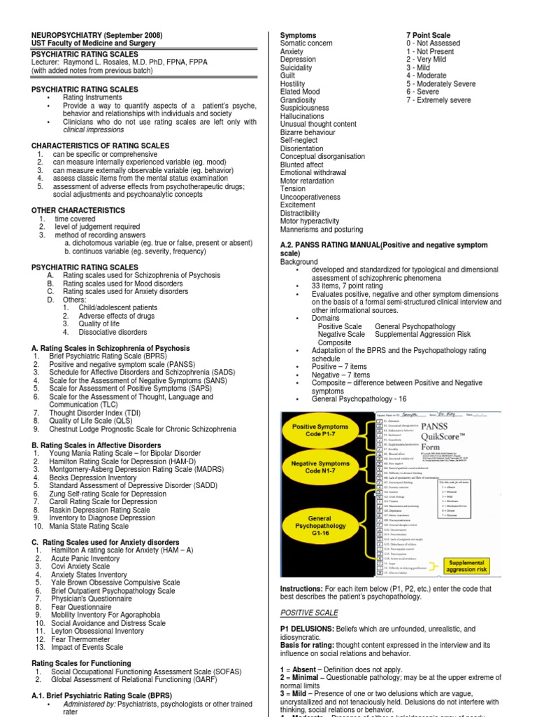 Rating Scales | Psychiatric Diagnosis | Positive Psychology
