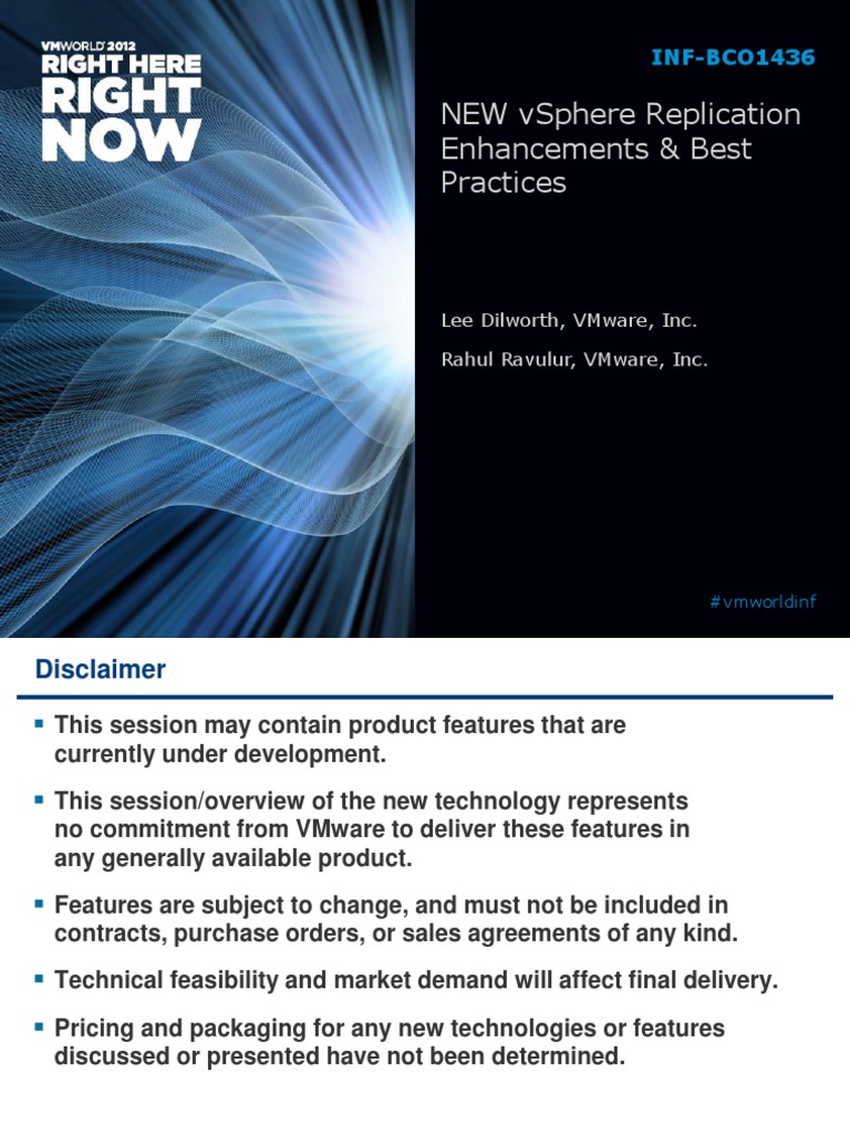 INF BCO1436 Vmware Replication Best Practices | PDF | Replication (Computing) | Virtual Machine