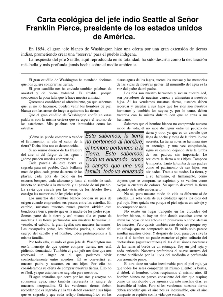 Carta Seattle | PDF | Tierra | Amor