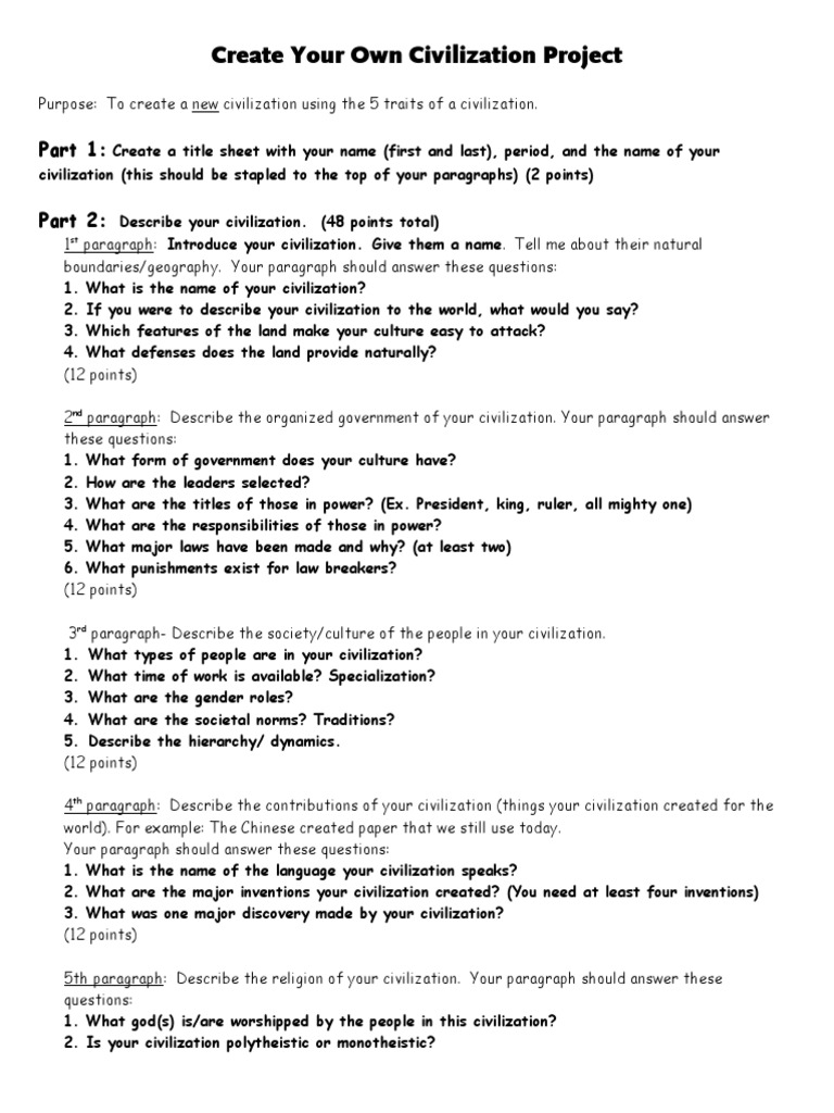 Create Your Own Civilization Project | PDF