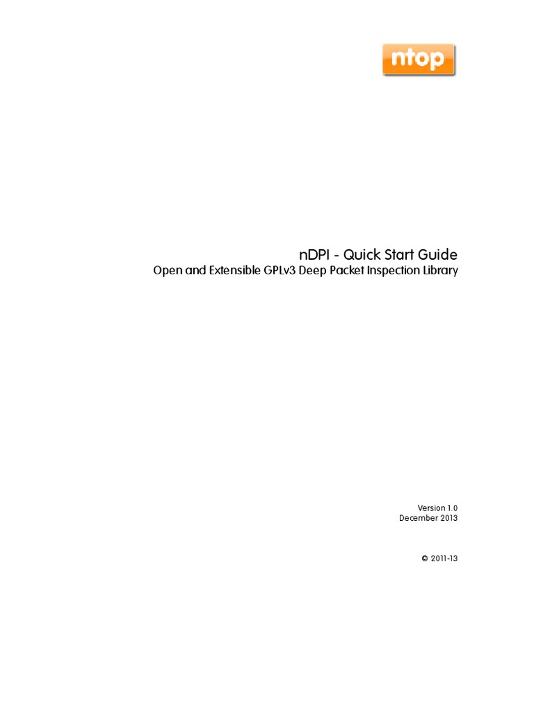 Ndpi - Quick Start Guide: Open and Extensible Gplv3 Deep Packet ...