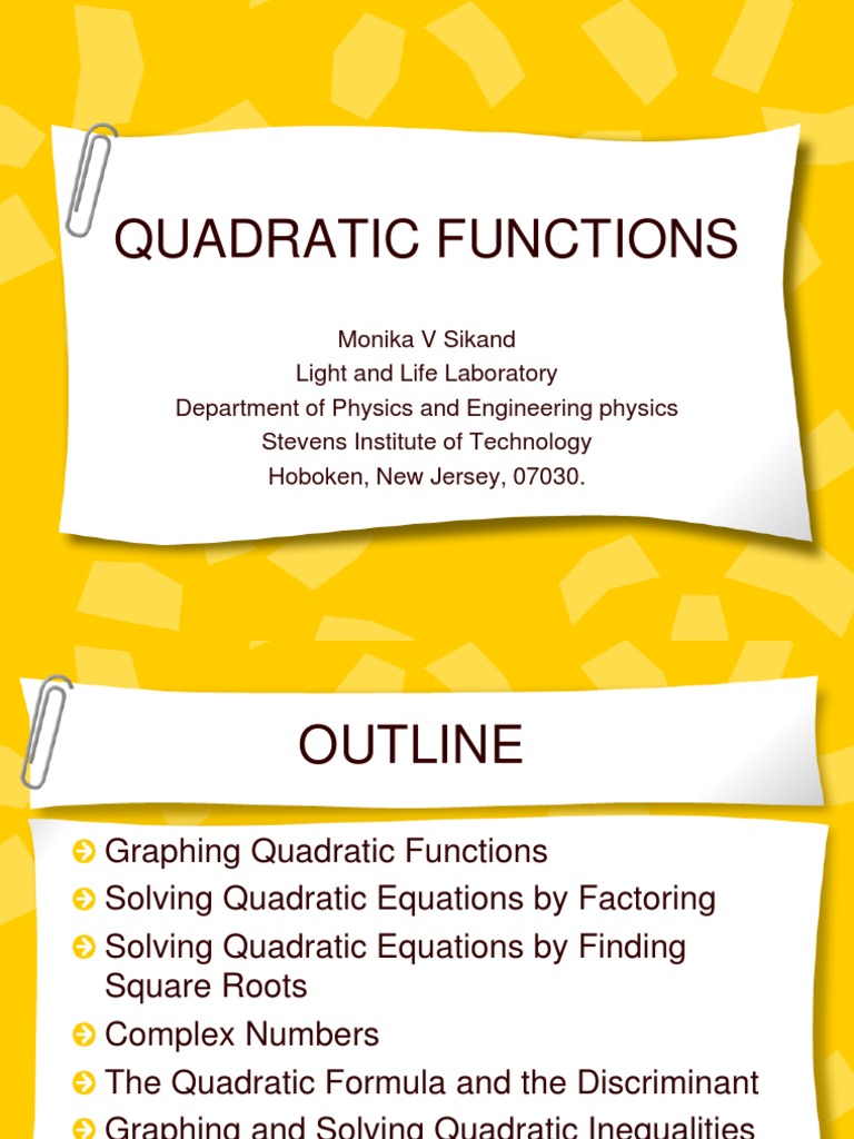 Quadratic Functions | PDF | Quadratic Equation | Complex Number