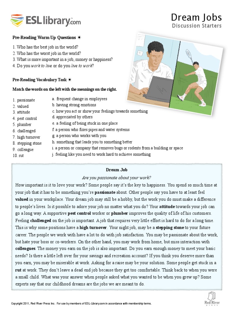 Teste - Dream Job | Reading Comprehension | Labour | Free 30-day Trial ...