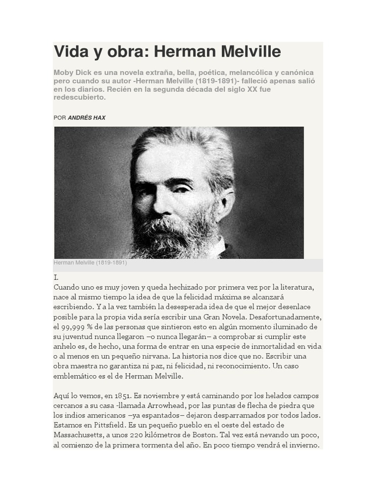 Andrés Hax - Vida y Obra de Hermann Melville. | PDF | Herman Melville ...