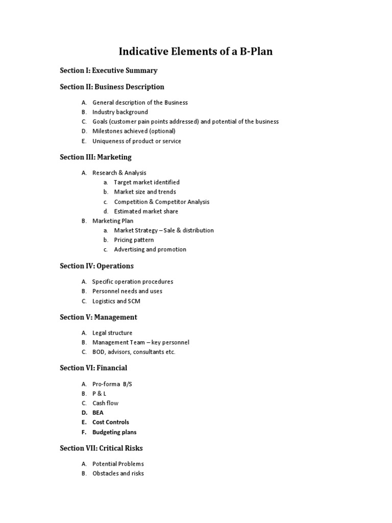 Key Elements of a Business Plan | PDF | Strategic Management | Marketing