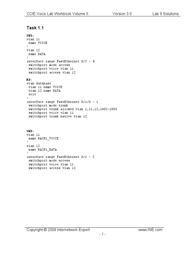 Task 1.1: CCIE Voice Lab Workbook Volume II Lab 9 Solutions | PDF ...