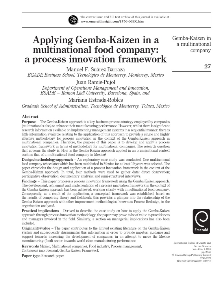 Kaizen Work Study in A National Food Market | PDF | Business Process ...