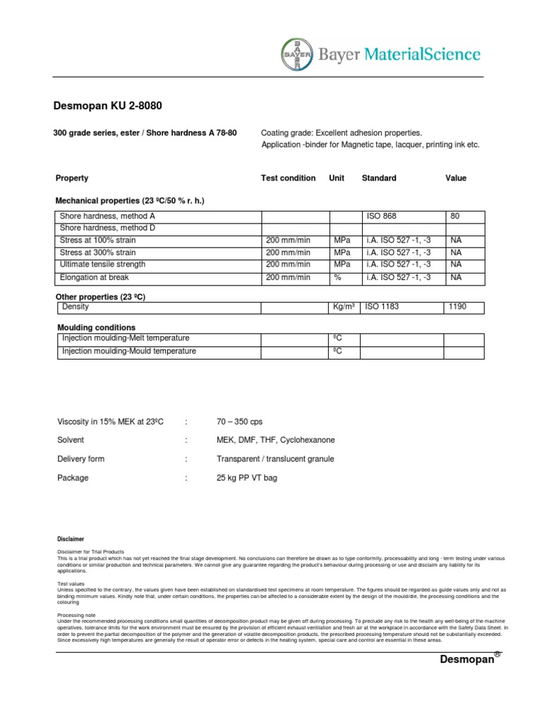Desmopan KU 2-8080 | PDF | International Organization For ...