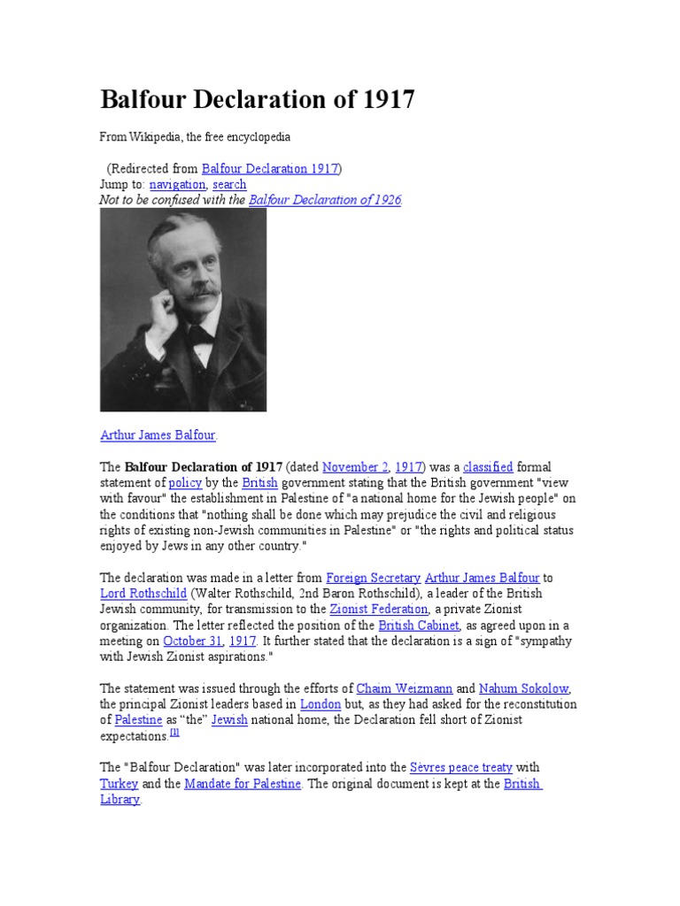 Balfour Declaration of 1917 | PDF | Unrest