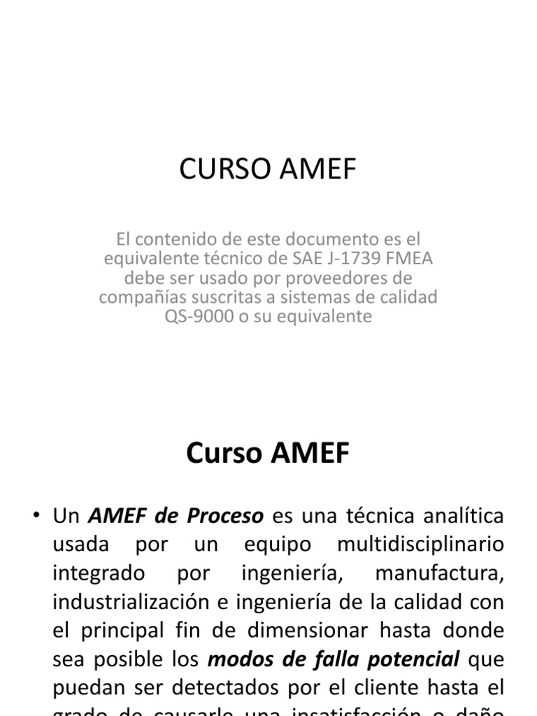Curso Amef | PDF | Probabilidad | Calidad (comercial)