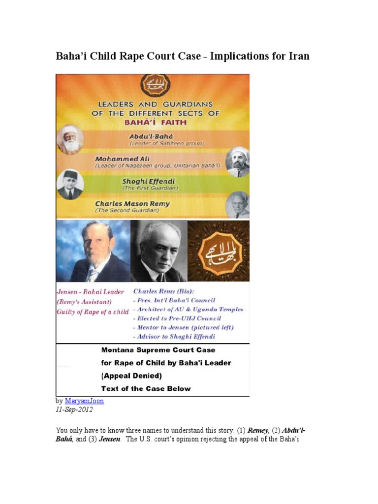 Bahai Child Rape Court Case - Implications For Iran | PDF | Violence ...
