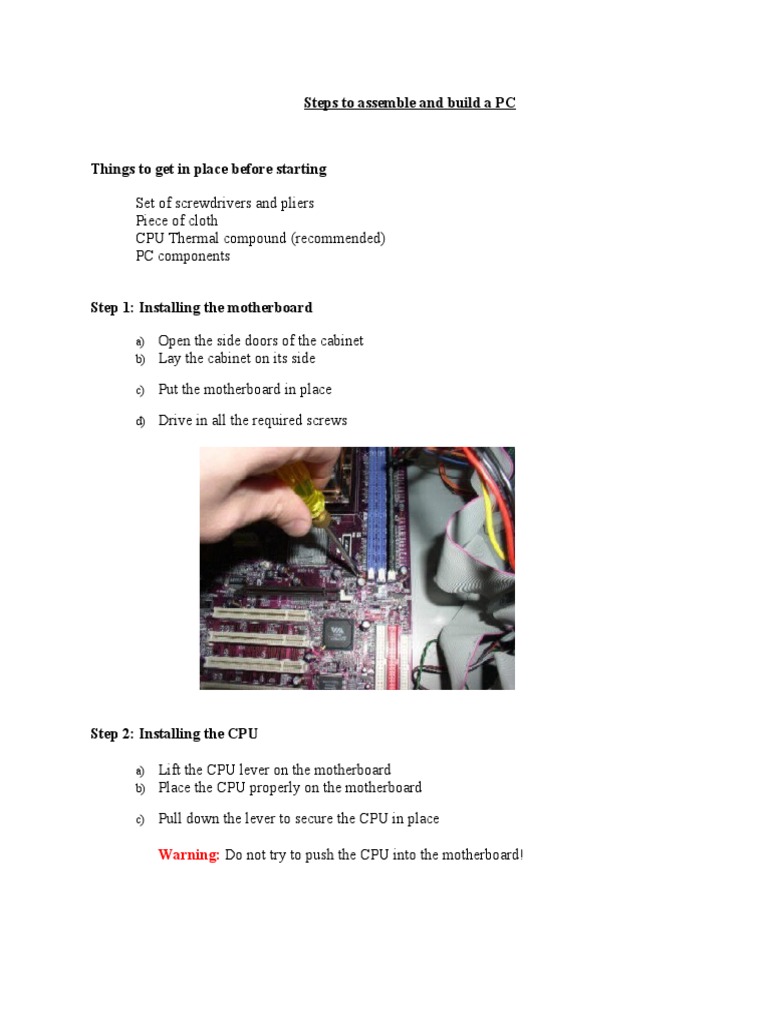 Step-by-Step PC Assembly Guide | PDF | Computers | Technology & Engineering