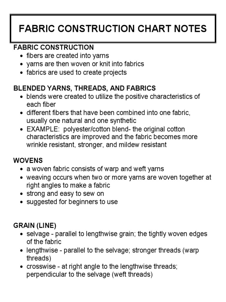 Fabric Construction Techniques Overview | PDF