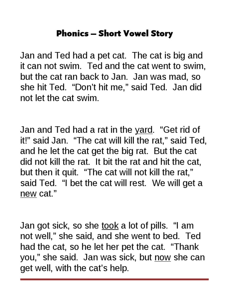 Short Vowels Story | PDF