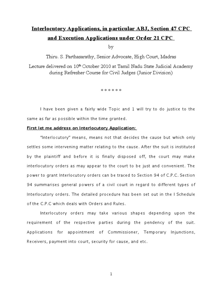 Interlocutory Application | PDF | Decree | Injunction
