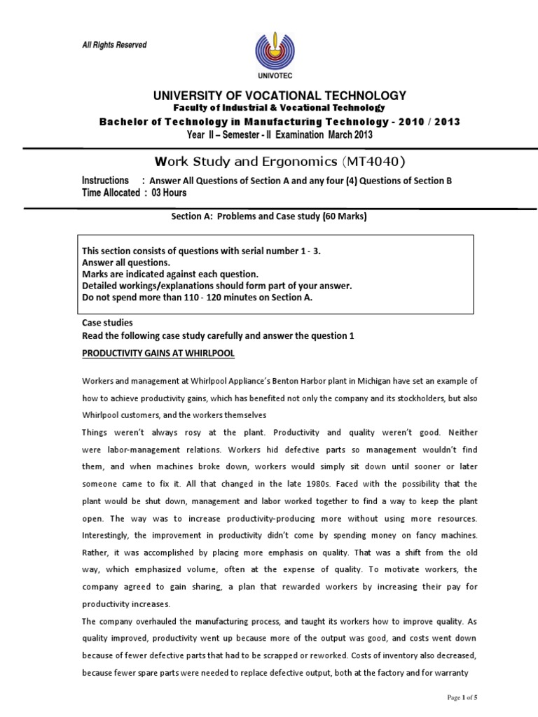 Workstudy & Ergonomics Paper Original | PDF | Human Factors And ...