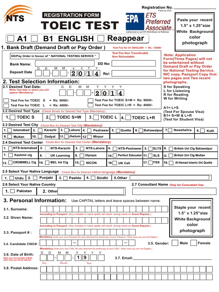 TOEIC Form Final | Standardized Tests | Tests