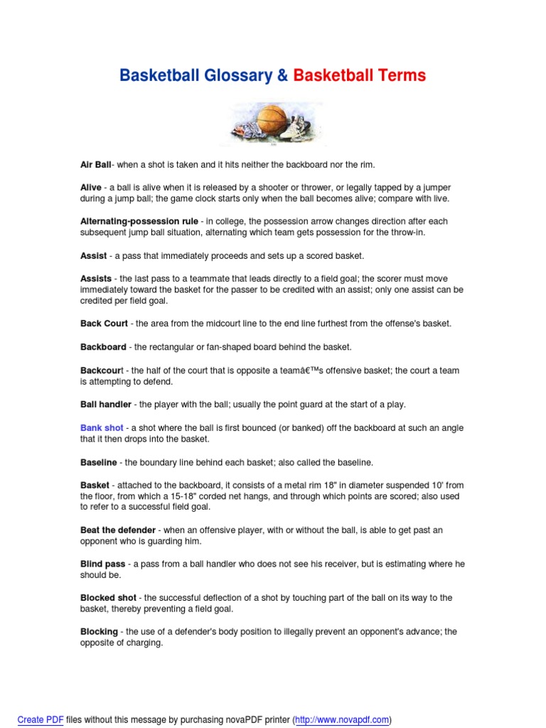Basketball Glossary | PDF | Basketball Positions | Team Sports